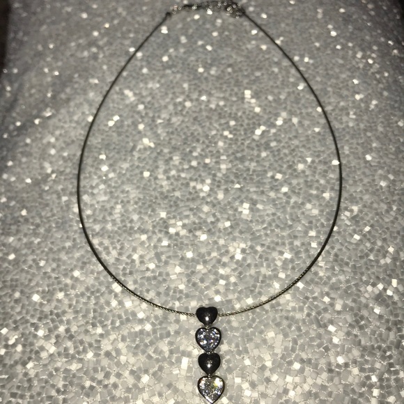 Jewelry | Vintage Cable Cord Heart Diamond Rhinestone Necklace Nwot ...